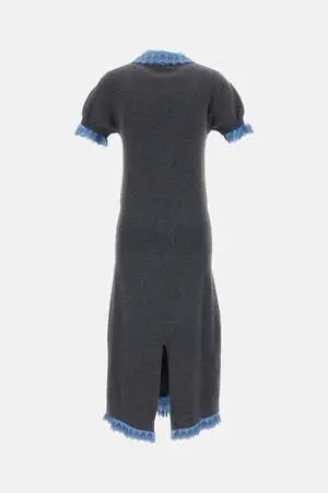 Rabanne Abito Midi In Maglia E Satin - Grigio