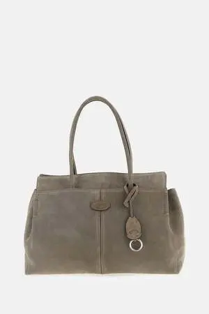 TOD'S Borsa Shopping Media In Pelle Scamosciata - Grey
