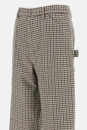 Plan C Pantaloni Utility In Lana A Quadri - Multicolor