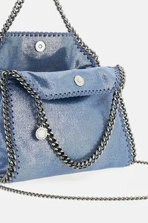 Stella McCartney Borsa Falabella Mini Tote Eco Shiny Dotted Chamois - Azzurro
