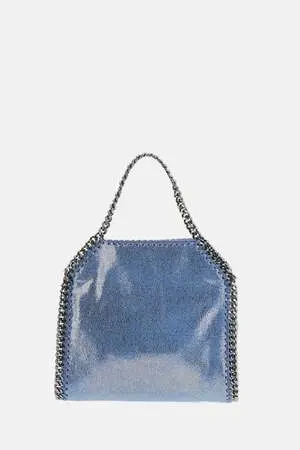 Stella McCartney Borsa Falabella Mini Tote Eco Shiny Dotted Chamois - Azzurro