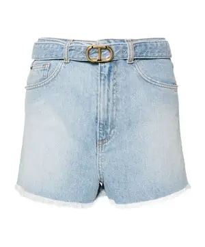 TWINSET Belted Denim Shorts