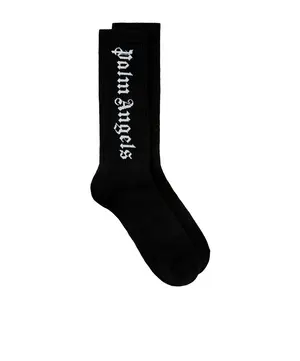 Palm Angels Logo Intarsia Socks - Black