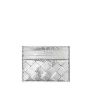 Bottega Veneta Intrecciato Credit Card Case - Silver
