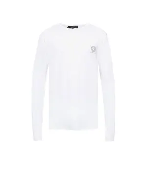 Versace Logo Long-sleeve Top - White