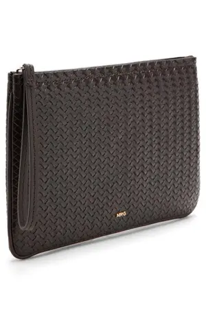 Mango Braided Faux Leather Pouch