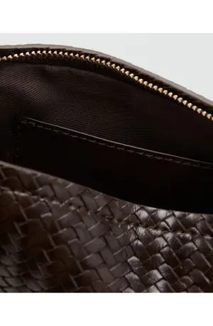 Mango Braided Faux Leather Pouch