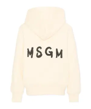 MSGM Logo-print Zip-up Hoodie - Ivory