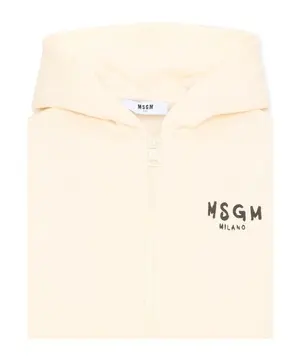 MSGM Logo-print Zip-up Hoodie - Ivory