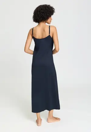 Hanro Juliet Pleated Cotton Chemise - Deep Navy