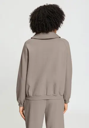Hanro Natural Living Cotton Blend Zip-up Jacket - Rose Grey
