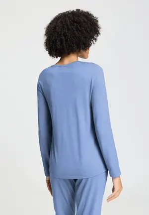 Hanro Sleep And Lounge Relaxed Round Neck Top - Bluebird