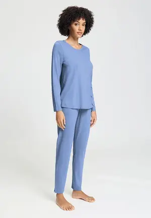 Hanro Sleep And Lounge Relaxed Round Neck Top - Bluebird