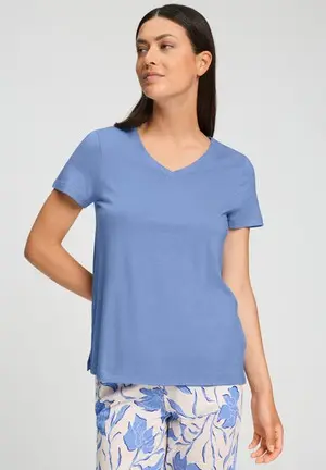 Hanro Sleep And Lounge Relaxed V-neck T-shirt - Bluebird