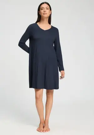 Hanro Sleep And Lounge Tencel And Cotton Nightgown - Deep Navy