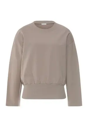 Hanro Natural Living Cotton Blend French Terry Sweatshirt - Rose Grey