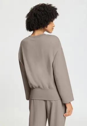 Hanro Natural Living Cotton Blend French Terry Sweatshirt - Rose Grey