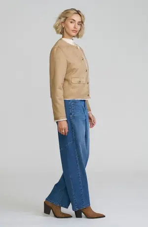 ELLE COLLECTION Faux Shearling Cropped Jacket
