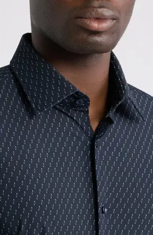 BOSS P-hank-k Slim Fit Performance Shirt - Dark Blue