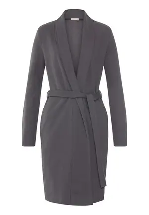 Hanro Easy Wear Cotton Blend Robe - Dark Sesame
