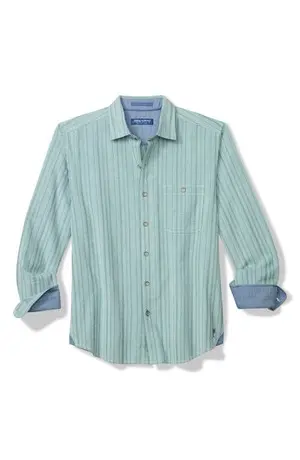 Tommy Bahama Coastline Cord Montecito Stripe Cotton Corduroy Button-up Shirt - Bora Bora Blue