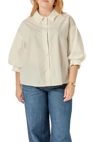 English Factory Lace Collar Balloon Sleeve Shirt