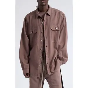 Rick Owens Jumbo Cotton Flannel Button-up Outershirt - Grape