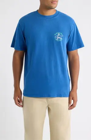 RHYTHM Jaunt Vintage Cotton Graphic T-shirt - Cobalt