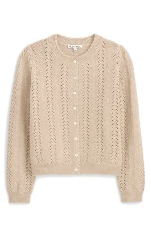 ALEX MILL Gracie Pointelle Wool & Cotton Cardigan - Light Camel