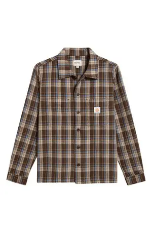 RHYTHM Alex Check Long Sleeve Button Up Shirt - Chestnut