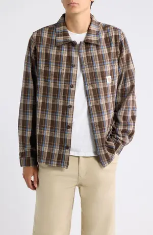 RHYTHM Alex Check Long Sleeve Button Up Shirt - Chestnut