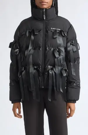Sandy Liang Visby Puffer Jacket With Bows