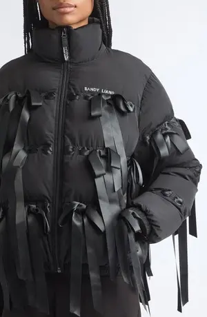 Sandy Liang Visby Puffer Jacket With Bows
