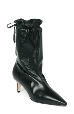 Cinq À Sept Alex Scrunched Leather Bootie - Black