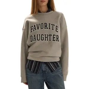 FAVORITE DAUGHTER The Embroidery Collegiate Graphic Sweatshirt Heather Grey/navy