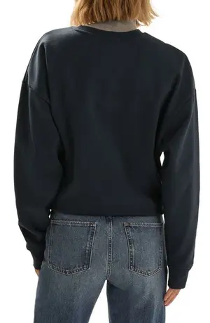 FAVORITE DAUGHTER The Embroidery Collegiate Graphic Sweatshirt - Navy/white