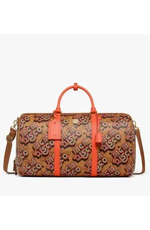 Mcm Ottomar Weekender Bag In Disco Visetos - Cognac