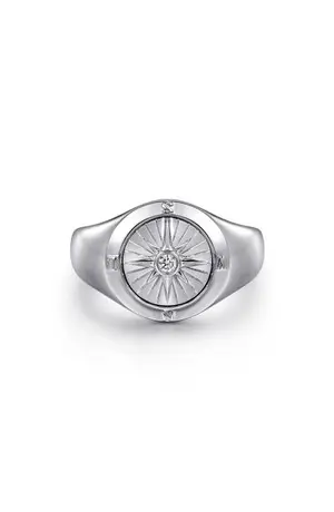 GABRIEL & CO. Polaris Diamond Compass Signet Ring - Sterling Silver