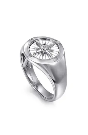 GABRIEL & CO. Polaris Diamond Compass Signet Ring