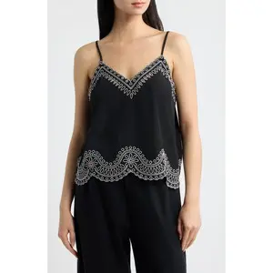 A.REN Isaly Eyelet Embroidered Camisole - Black