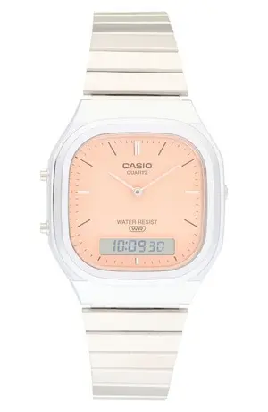 Casio Vintage Aq240e Analog/digital Bracelet Watch - Silver