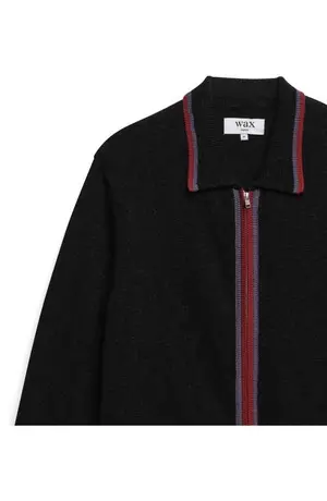 WAX LONDON Lennox Merino Wool & Cotton Zip Polo