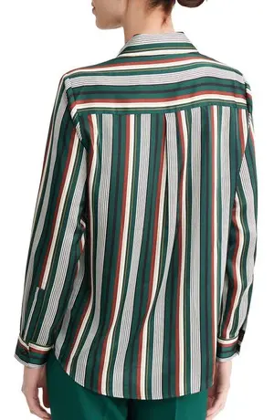 KASPER Striped Long Sleeve Button Down Shirt