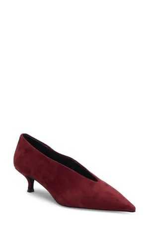 Jeffrey Campbell Ida Mae Pointed Toe Pump Wine Suede