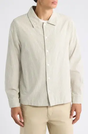 RHYTHM Bank Stripe Long Sleeve Button Shirt