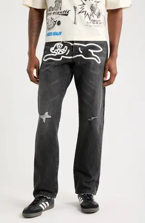 ICECREAM Lavender Cotton Distressed Jeans - Faded Ash
