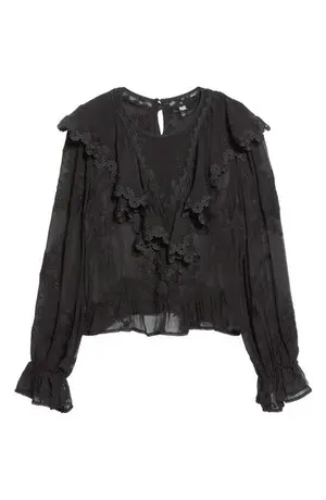Paige Akari Embroidered Silk Shirt - Black