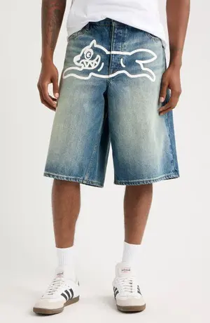 ICECREAM Orange Cotton Denim Shorts - Lemon Tart