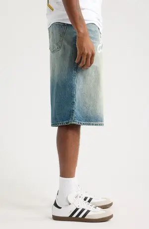ICECREAM Orange Cotton Denim Shorts