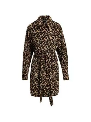 Essentiel Antwerp Kustody Leopard-print Shirt Mini Dress - Brown